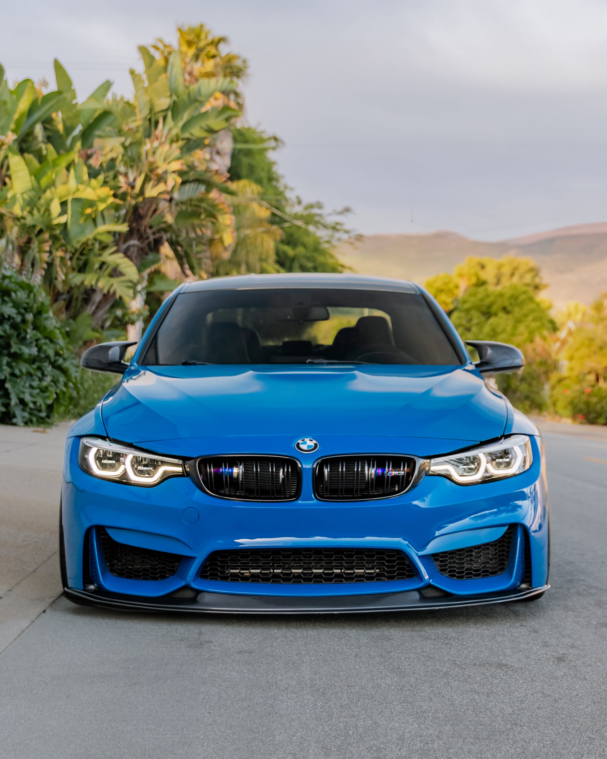 F8X M3/M4 J Style Carbon Fiber Front Lip – Aggressive Design with 2x2 Weave