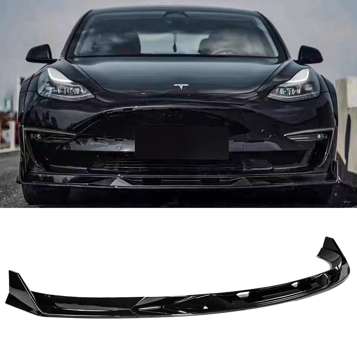 Tesla Model 3 - G Style Gloss Black Front Lip